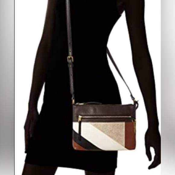 Fossil | Bags | Fossil Fiona Color Block Patchwork Crossbody Bag Black ...
